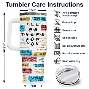 34HD Friends TV Show 20oz Travel Tumbler with Handle – I'll Be There for You Quote Cup – Insulated Stainless Steel Mug for Coffee or Cold Drinks – Funny Gift for Friends Fans, Women, TV Lovers