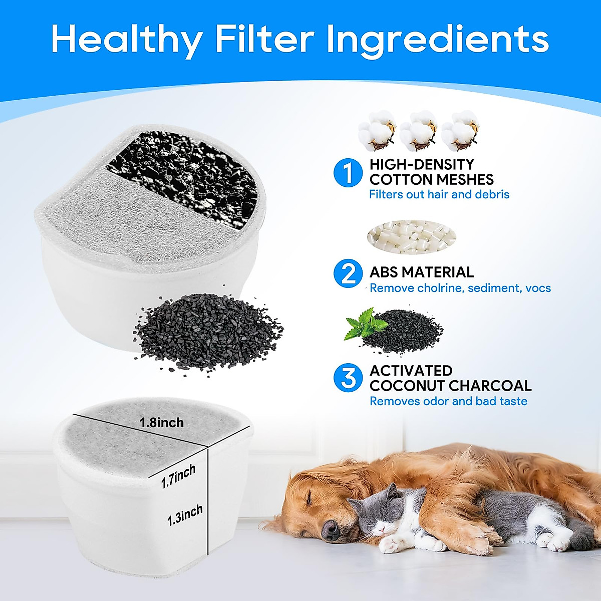 MyfatBOSS Replacement Carbon Filters for Drinkwell, Cat Water Fountain Filter, Dog Pet Fountain Filters Compatible with Petsafe Water Fountains Seaside Creekside Pagoda Seascape Butterfly Avalon 10PCS