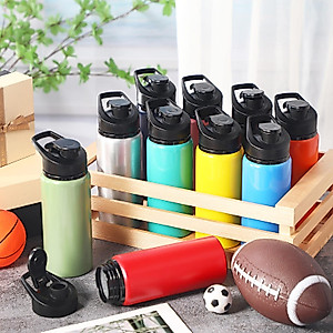 Gejoy 14 Pcs Aluminum Water Bottle Bulk Reusable Sport Bottle with Snap Cap Lightweight Multipack Leak Proof Easy Carry Travel Bottle for Gym Hiking Camping Running Cycling Outdoor, 14 Colors (20 oz)