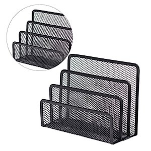 NUOBESTY School Metal Paper Holders Collection Folders Stacking Desktop Record Mail Folder Mesh Countertop Cell Duty Filing Desk Bill Organizer Holder Compartments Rack Letter Tray Home