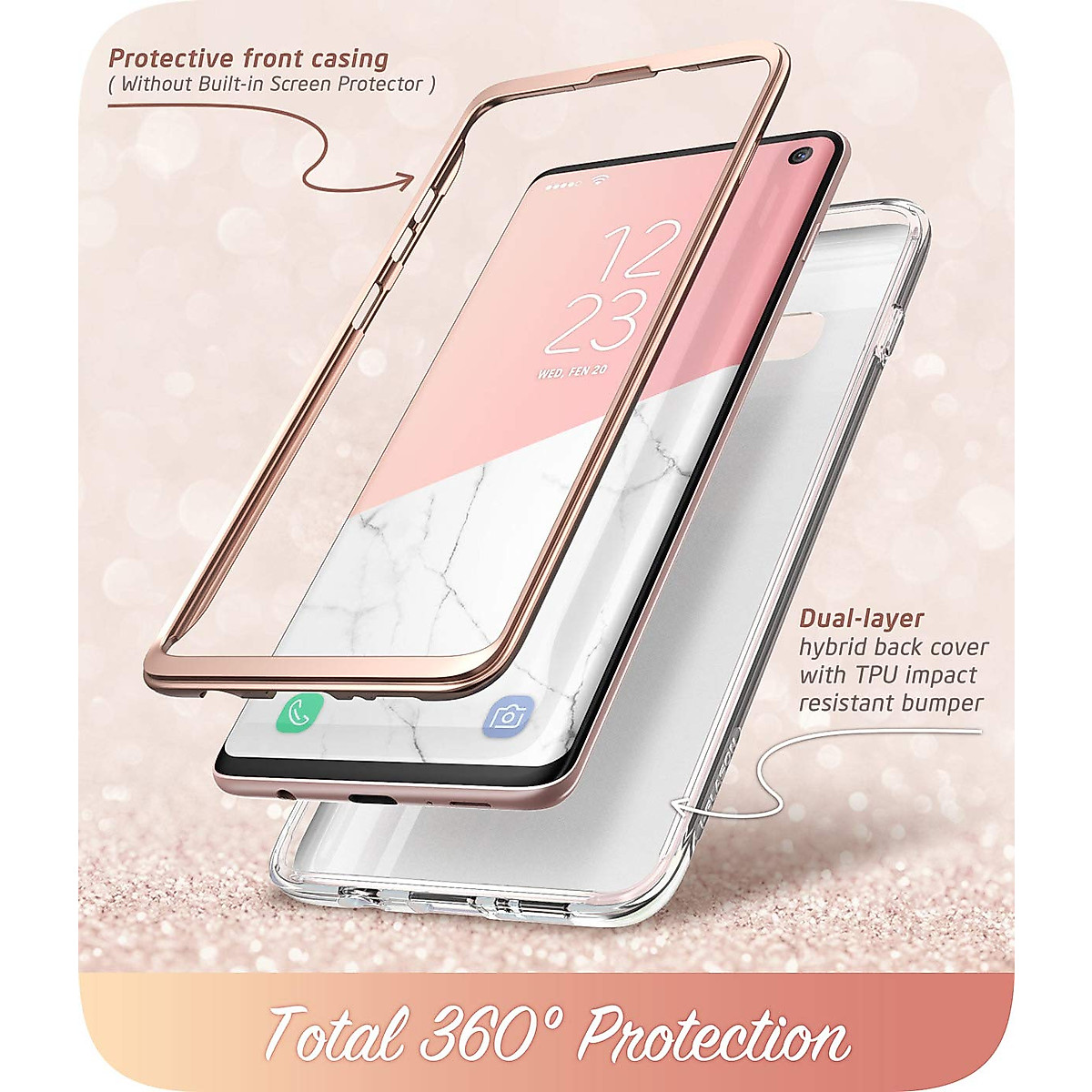 i-Blason Cosmo Designed for Galaxy S10 Case Stylish Glitter Protective Bumper Case Without Built-in Screen Protector for Galaxy S10 2019 Release (Marble)