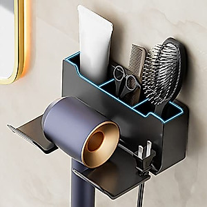 Qiopertar Wall-Mounted Hair Dryer Holder for Bathroom,Hair Styling Tool Organizer That Saves Space and Holds Hairdryer, and Curling Wand Home