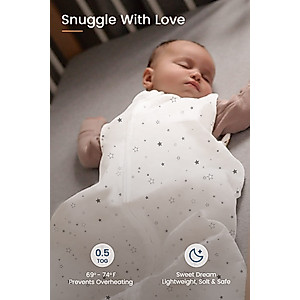TotAha Light Baby Sleep Sack, Stretchy Sleepsack, Silky Comfort, Buttery Soft, Swaddle Transition Sleeping Bag, 2-Way Safe Zippers, Baby Wearable Blanket for 0-3-6-12-18-24 Months 0.5 TOG