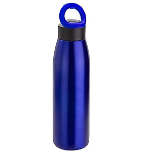 Premium Copper Coated Bottle, Double – Wall 12oz,18oz Actives Insulated Stainless Water Bottle with silicone carrying ring (BLUE, 18 OZ)