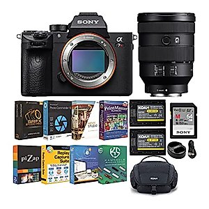 Sony a7R III A Full-Frame Mirrorless Interchangeable-Lens Camera with FE 24-105mm f/4 G OSS Full-Frame Lens and Accessory Bundle (6 Items)
