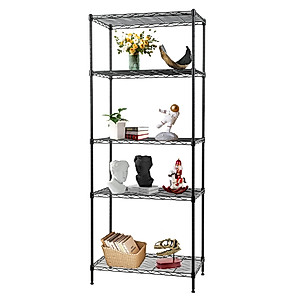 FDW Shelves,Wire Shelving Utility Storage Shelves Shelving Unit NSF Certified Height Adjustable Metal 5 Tier Shelves Easy Assembly 24" L x 14" W x 60" H,Black