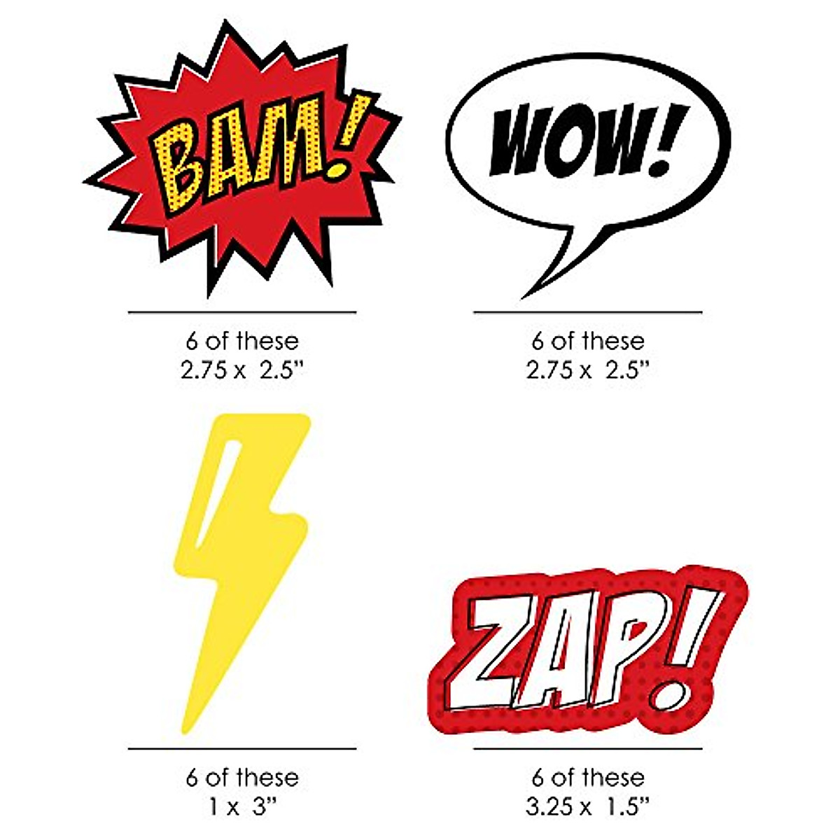 Big Dot of Happiness Bam Superhero Paper Straw Decor - Baby Shower or Birthday Party Striped Decorative Straws - Set of 24