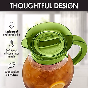 Primula The Big Iced Tea Maker and Infuser, Plastic Beverage Pitcher with Leak Proof, Airtight Lid, Fine Mesh Reusable Filter, Made without BPA, Dishwasher Safe, Green