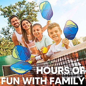 Pickleball Set - Pickleball Paddles Family 4-Pack, USAPA Approved 2 Child-Size & 2 Adult-Size | Family Set for Kids, Parent-Child Adult/Junior,Blue
