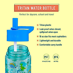 Wildkin Kids Lunch Box, 12 Inch Backpack, 16 Oz Tritan Water Bottle, and Ice Pack Bundle for a Convenient, Refreshing, and Fulfilling Meal All Around (Dinosaur Land)