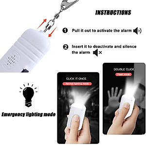 Safesound Personal Alarm - 130dB USB Rechargeable Self Defense Keychain Siren Security Personal Protection Devices with Emergency Mini LED Light for Women Girls Kids and Elderly (White)