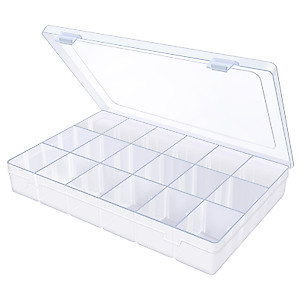 2Pack 24 Grids Craft Organizers and Storage Bead Organizer Tackle Box Organizer with Adjustable Divider, Plastic, Clear