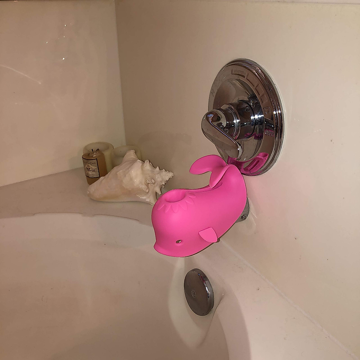 Bath Spout Cover for Bathtub - Faucet Baby Covers Protects Baby During Bathing Time While Being Fun. Cute Soft Whale Making Enjoyable Safe Baths Your Child Will Love. (1 Pack, Pink)