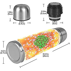 Stainless Steel Leather Vacuum Insulated Mug Abstract Thermos Water Bottle for Hot and Cold Drinks Kids Adults 16 Oz