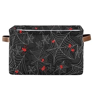 ZAZYXTJ Goth Spider Web Storage Basket for Shelves Foldable Open Storage Bin Waterproof PE Coating Closet Organizer with Handles for Home Office dorm room