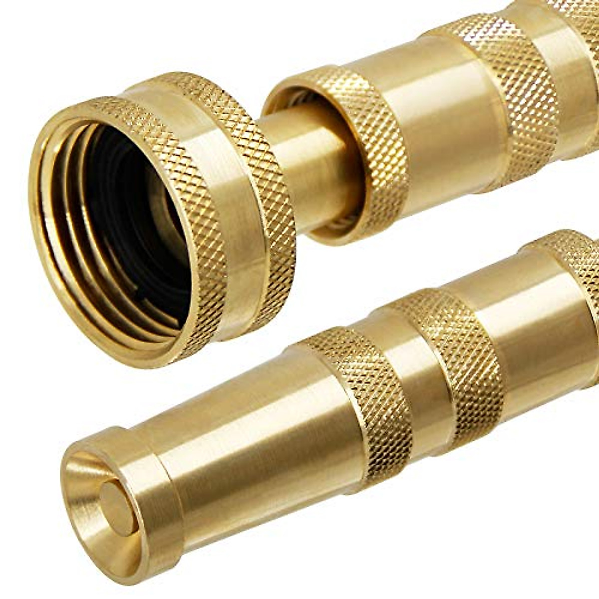 Biswing Brass Hose Nozzles, Heavy-Duty Brass Adjustable Twist Hose Nozzle, 2 Pack (4"), VI3432