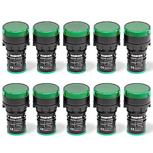 GASHER 110V 20mA Energy Saving Indicator Light Mounting Hole Size 22mm (7/8 Inch) Green 10 Pcs