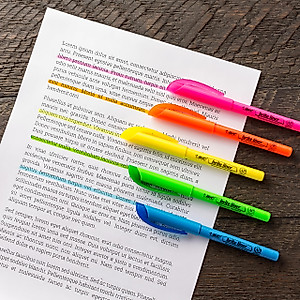 BIC Brite Liner Highlighter, Chisel Tip For Broad Highlighting & Fine Underlining, Pink, 12-Count