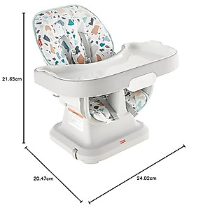 Fisher-Price Baby to Toddler High Chair SpaceSaver Simple Clean Portable Dining Seat & Booster with Washable Deep Tray & Liner, Pacific Pebble