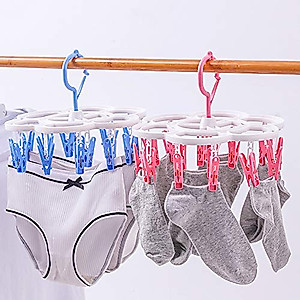 Clothespin Rack Laundry Drying Rack,Clothes Hangers with 16 Clips,Clip Hanger Drip Hanger for Drying Underwear,Baby Clothes,Socks,Bras,Towel,Pants,Hat,Scarf,Cloth Diapers,Gloves (Green)