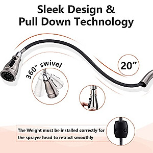 APPASO 3 Hole Kitchen Faucet with Pull Down Sprayer Stainless Steel Brushed Nickel, 2 Hole Pull Out Kitchen Sink Faucet with Side Single Handle and Soap Dispenser, 211BN