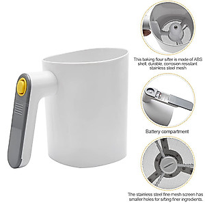 Electric Flour Sifter, Handheld Battery Operated Stainless Steel Mesh Shaker, Cup Shape Powder Shaker Strainer Kitchen Cooking Baking Pastry Tools 4 Cup Capacity(White)