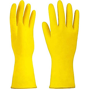 SteadMax 3 Pack Yellow Cleaning Dish Gloves, Professional Natural Rubber Latex Dishwashing Gloves, Reusable Kitchen Dishwasher Gloves Medium Size (3 Pairs) (Pack of 1)