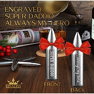 Fathers Day Dad Gifts - Gifts for Dad, Fathers Day Present Ideas - “Super Daddio” Dad Birthday Gift, Dad Gifts from Daughter, Son - Whiskey Stones Gifts for Dad Papa, Fathers Gifts