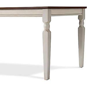 Finch Provence Farmhouse Table, Two-Toned Wood with Turned Legs, Traditional Rustic Furniture Decor for Kitchen or Dining Room, 60" Inch Tabletop, White, 60D x 35.86W x 29.72H in
