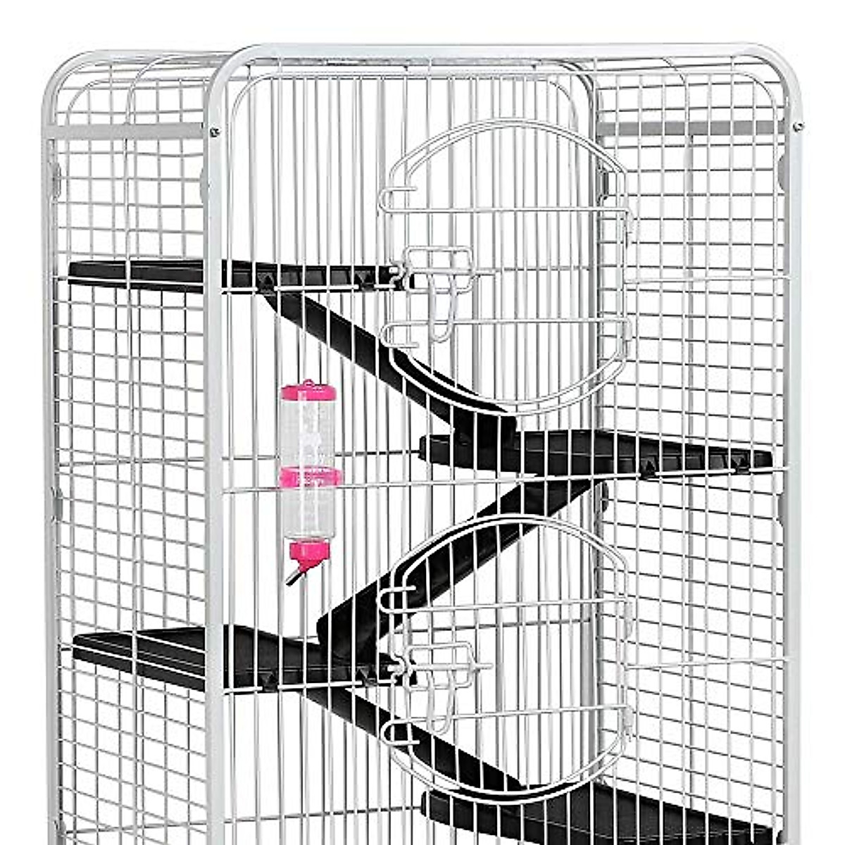 Yaheetech Large Rolling Cat Kitten Cage 6-Tier 52" Metal Kitten House for Ferret Chinchilla Rabbit Squirrels w/ 3 Front Doors/Pet Bowl/Water Bottle White