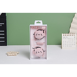 QearFun Cat Earbuds for Kids with Ear Hooks, Kawakii Wired Over Ear Headphones Earphones Gifts for School Girls and Boys with Microphone & Ear Loops Pink