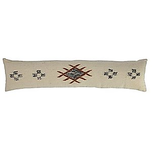 Creative Co-Op Wool Blend Geometric Design, Multicolor Oversized Lumbar Pillow, Ivory