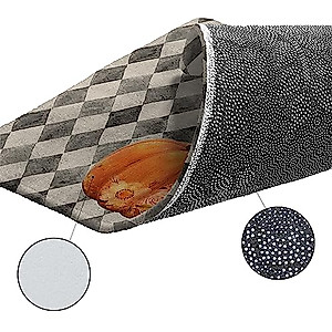 Pumpkins Floral Round Area Rug 3ft,Washable Outdoor Indoor Carpet Runner Rug for Bedroom,Kitchen,Living Room,Office,Area+Rug Small Bath Door Desk Mat Shabby Chic Fall Thanksgiving Plaid Black Orange