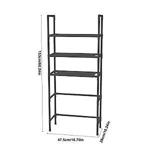 Over The Toilet Storage Cabinet, Stainless Steel 3-Layer Over Toilet Bathroom Organizer, Stable Freestanding Bathroom Shelves Over Toilet, Bathroom Over Toilet Storage For Bathroom, Restroom (Black)