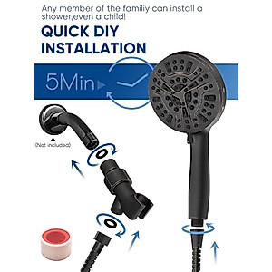 Pavezo Handheld High Pressure Shower Head with Filter 5" Large, Extra Long 70" SS Hose 10-mode Detachable Shower Head with Hard Water Filter, Powerful to Clean Tile & Pets, Oil Brushed Bronze