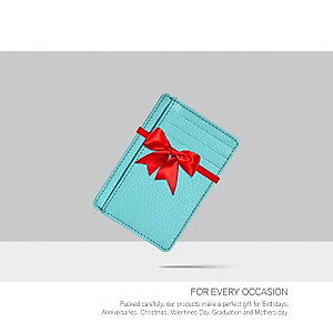 Leather Minimalist Wallet for Men & Women RFID Front Pocket Leather Card Holder Wallets (Light green, Small)