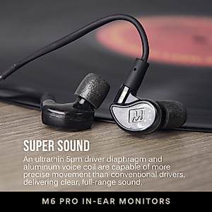 MEE audio M6 PRO Musicians’ In-Ear Monitors Wired + Wireless Combo Pack: includes stereo audio cable and Bluetooth audio adapter (Black) (CMB-M6PROBT-BK)