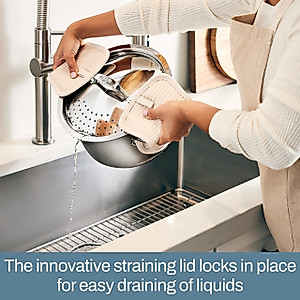 All-Clad Simply Strain Stainless Steel Multipot with Straining Lid, 6-Quart, Induction, Oven Broiler Safe 600F, Strainer, Pasta Strainer with Handle, Steamer Pot, Cookware, Home, Pots and Pans, Silver