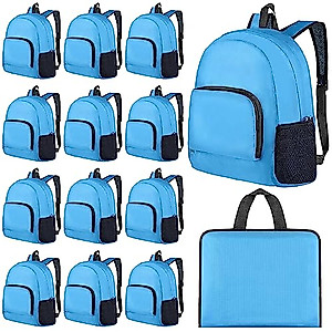 Reginary 24 Pcs Backpack 17" Backpacks Foldable Lightweight Bookbags Student Outdoor Travel School Book Bag with Storage Bag (Blue)