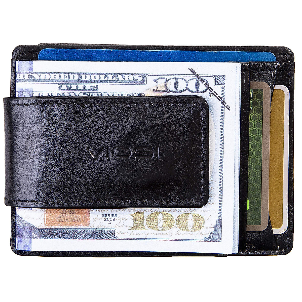 Viosi Money Clip Leather Wallet For Men Slim Front Pocket Credit Card Holder with Powerful Rare Earth Magnets