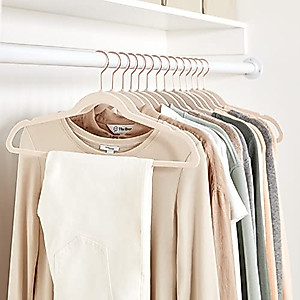 Amazon Basics Slim, Space-Saving, Velvet, Non-Slip, Sturdy Suit Clothes Hangers, Pack of 50, Blush Pink/Rose Gold