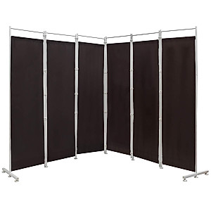 Giantex 6 Panel Room Divider, 6 Ft Folding Screen for Privacy with Steel Support Base, Lightweight Portable Room Dividers and Folding Privacy Screens, Brown