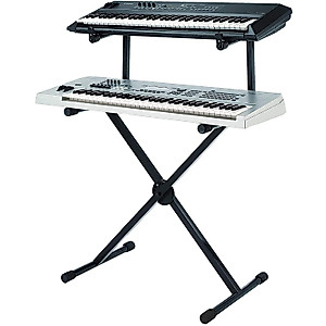 MIYAKO Double Piano Stand with Adjustable Height and Locking Straps constructed with High Strength Steel for Durability - Ideal for Two a Keyboard Stand (D-11)