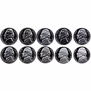 1970 S - 1979 S Jefferson Nickel Gem Proof Run 10 Coins US Mint Decade Lot Complete 1970's Set Uncirculated