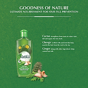 Dabur Vatika Naturals Enriched Hair Oil Serum for Natural Moisturizing, Strengthening, Nourishing and Healthy Scalp, Soft, Manageable, Smooth & Silky Hair From Root to Tip (Cactus)
