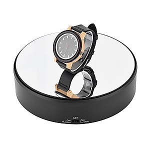 Rotating Display Stand, Speed Adjustable Electric 360° Turntable Display Holder Mirror Motorized Revolving Base Battery Powered for Displaying Jewelry Watch Digital Photography