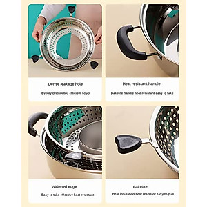 TJHamaipi Stainless Steel Rotary Lift Hot Pot, Shabu Pot, Boil Pot, Suitable for 2-6 People, 7QT Capacity, Iindependent Filter, Thickened Steel, Suitable For Gas Induction Cooker