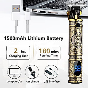 AMULISS Professional Mens Hair Clippers Zero Gapped Cordless Hair Trimmer Professional Haircut & Grooming Kit for Men Rechargeable LED Display