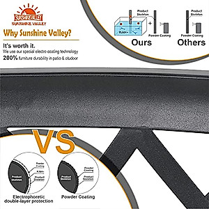 SUNSHINE VALLEY Patio Dining Chairs Set for 6, 7 Piece Wicker Outdoor Table and Chairs, Large Rectangular Metal Patio Dining Table with 1.57” Umbrella Hole Outdoor Dining Sets for Garden Backyard Lawn