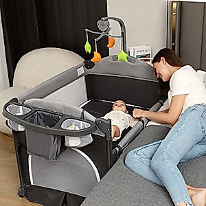 Zdolmy Baby Bedside Sleeper Bassinet, Portable Baby Bedside Crib, Adjustable Bed Side Bassinet, More Stable & Comfortable